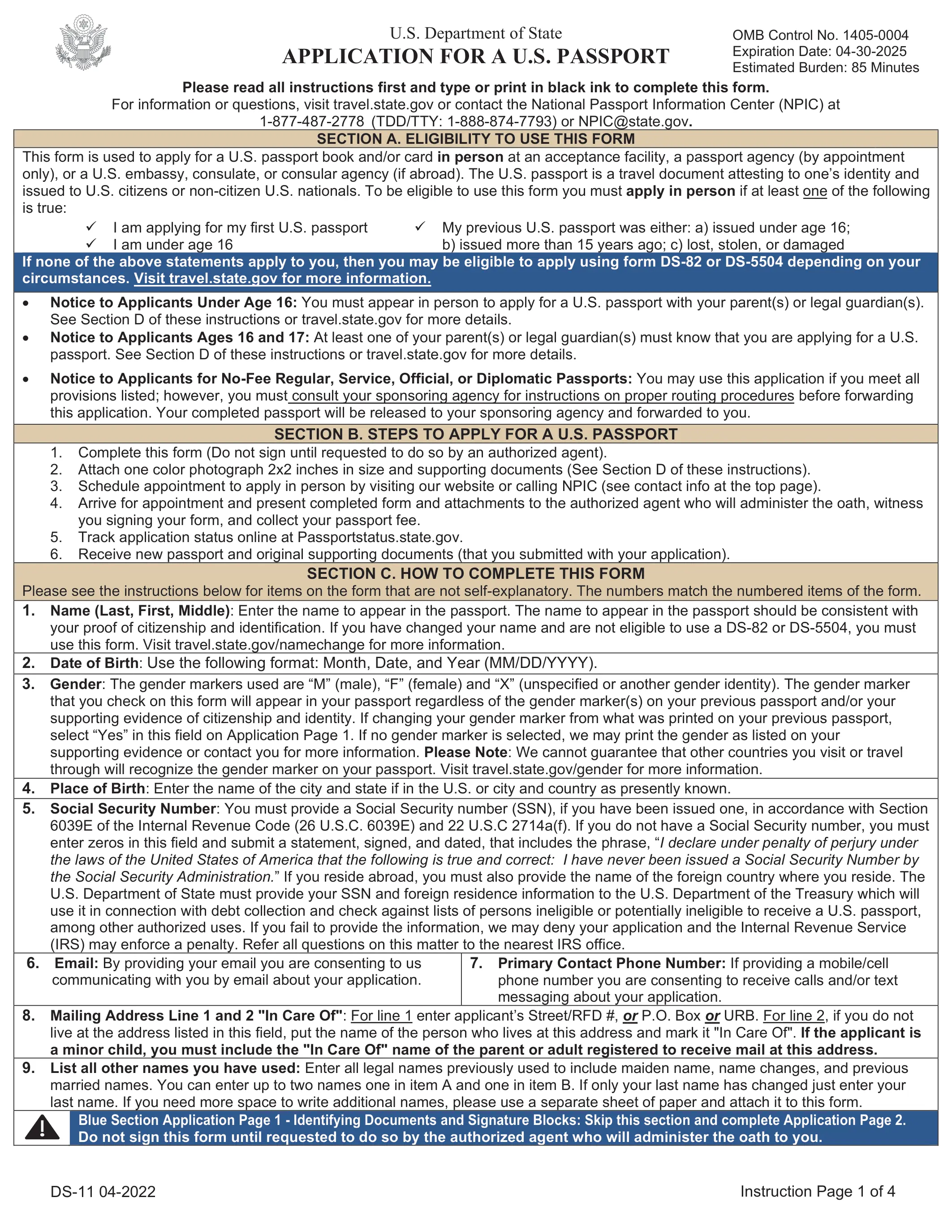 Form DS-11 - Fill out and Download - Cacao Docs